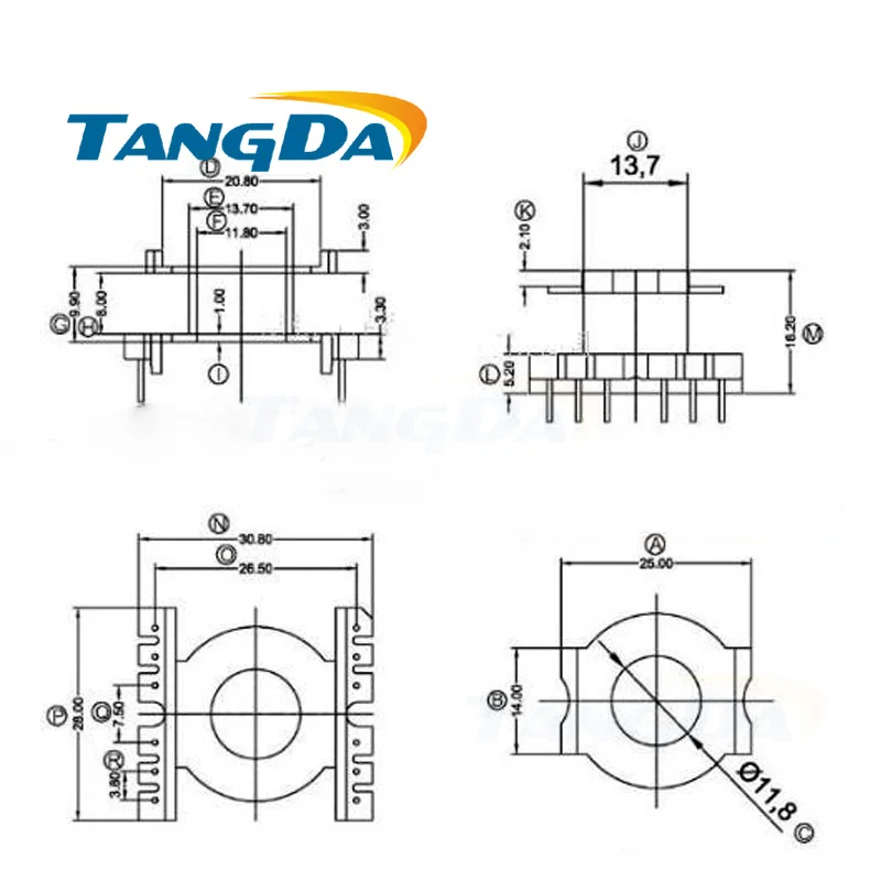 Tangda Eq Eq3016 Type 5+5 Pin 10p Bobbin Magnetic Core + Skeleton ...