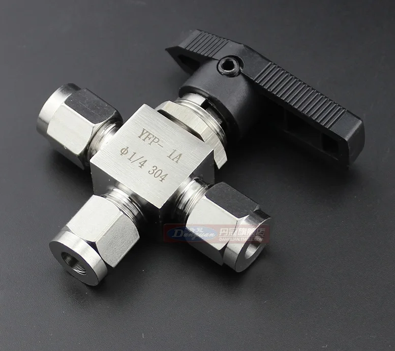 304 Stainless steel Tee 3 Ways Compression fitting shut off Ball Valve ...