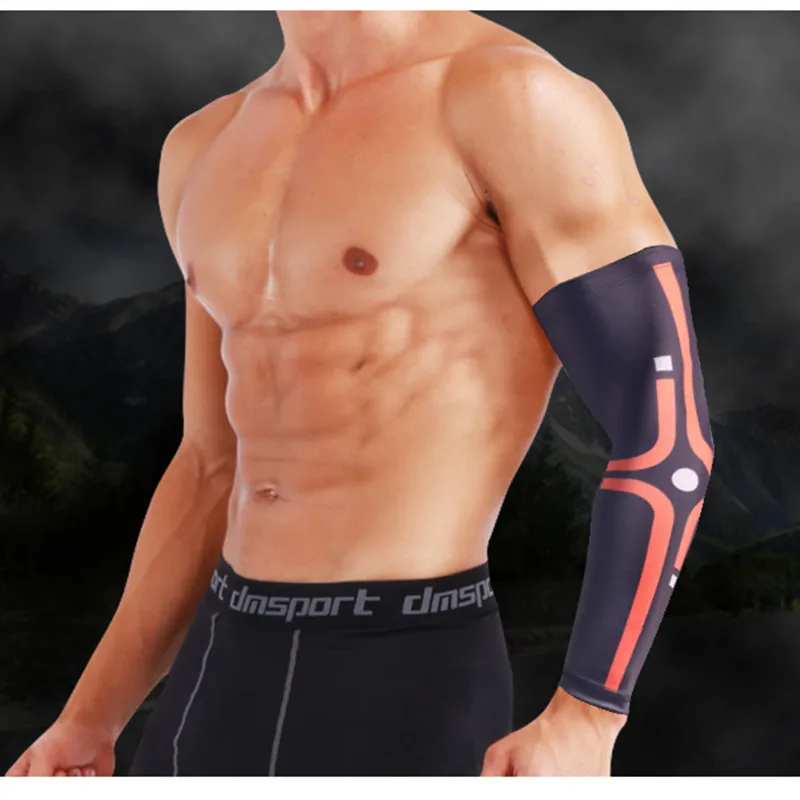 1pair Silicone non slip Sports arm sleeve Men Armguard Fitness long ...