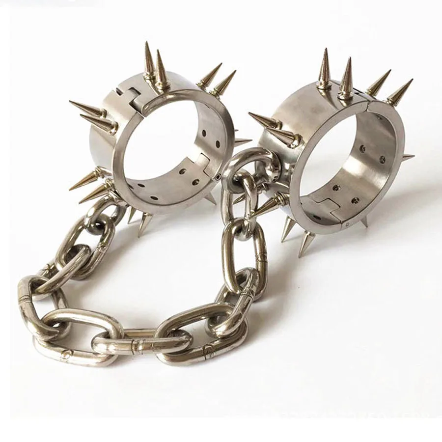 Stainless Steel Chain Shackles Leg Irons Metal Bondage Restraints Slave ...