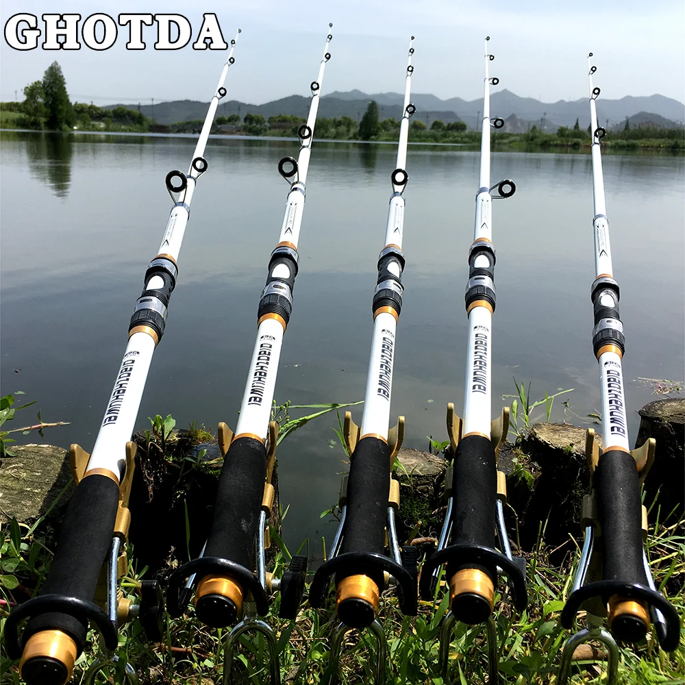 Vara de pesca rígida telescópica, giratória para água salgada, 2.1m/2 ...