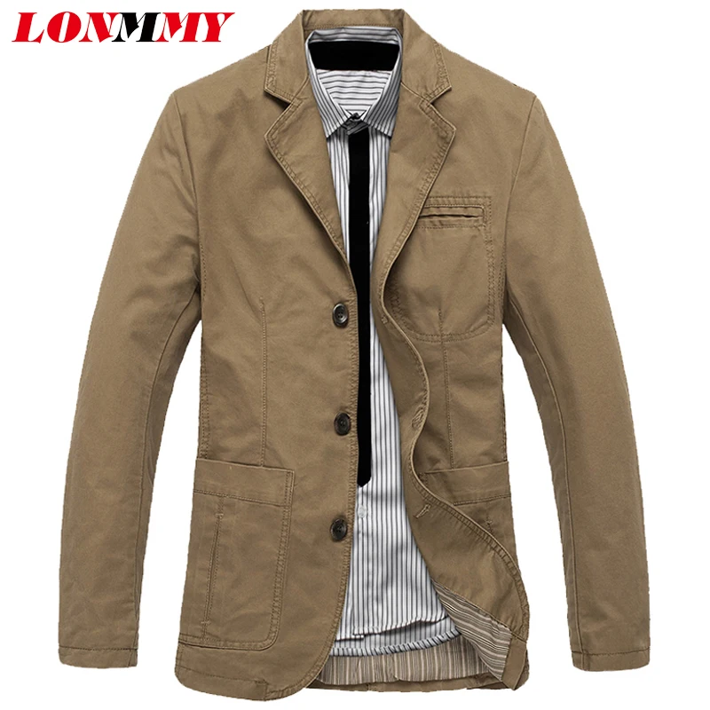 LONMMY M 4XL Jacket men blazer Cotton Suits for men blazer jacket men ...
