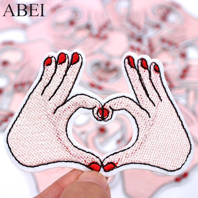 10pcs/lot Gesture Hand Patches Iron On Embroidered Patch Applique ...