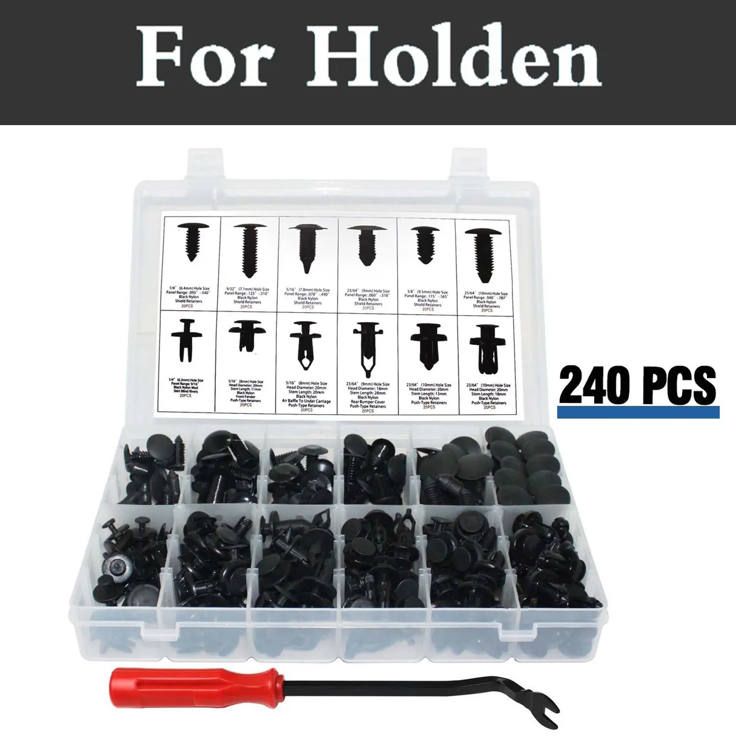 240pcs 12species Push Type Retainer Car Clips Kit Plastic Storage Case ...