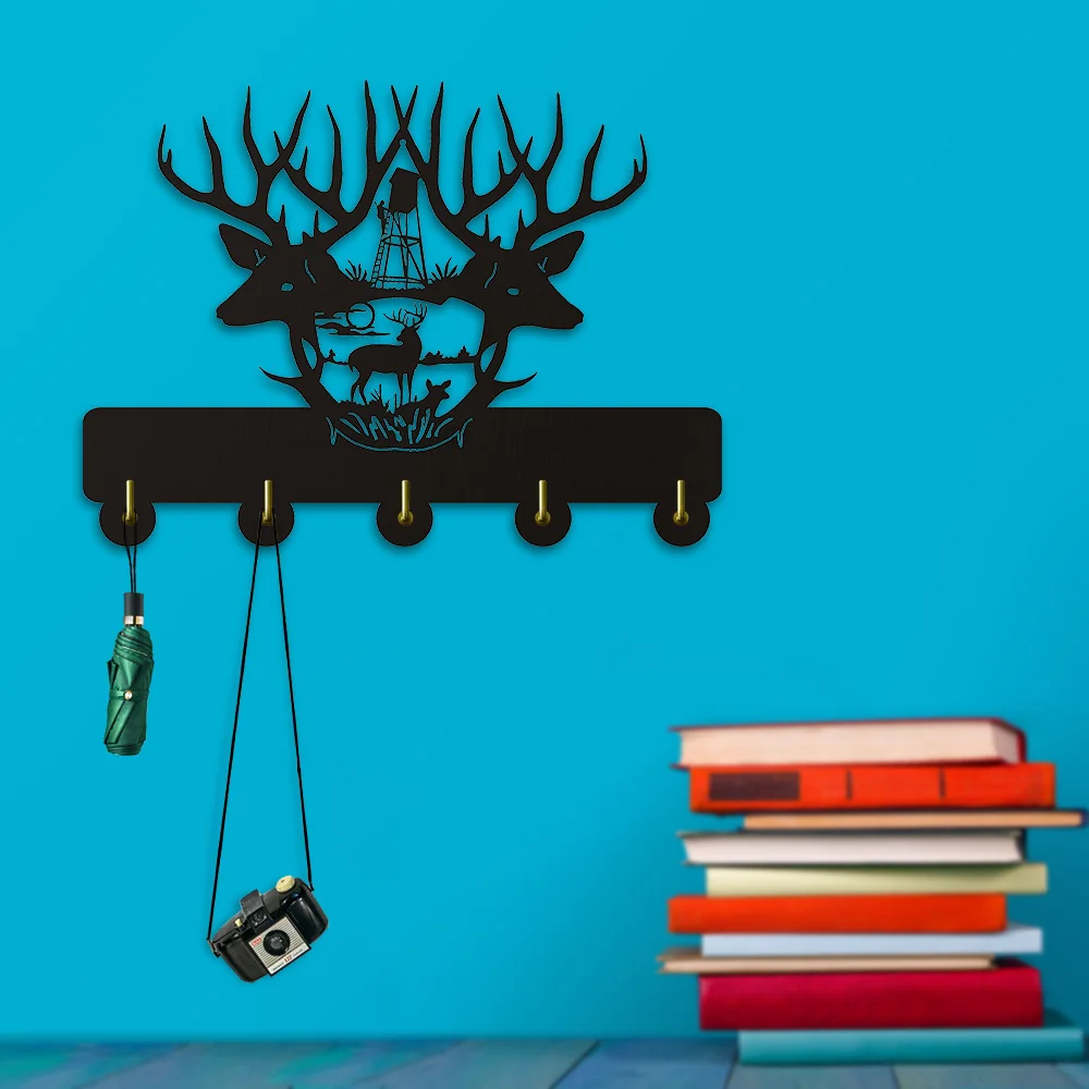 Deer Antlers Wall Coat Hook Household Decor Wildllife Animal Modern ...