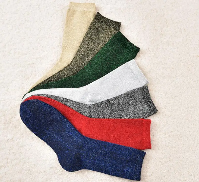 shimmer socks glittery thread short sock shiny 6 colors available ...