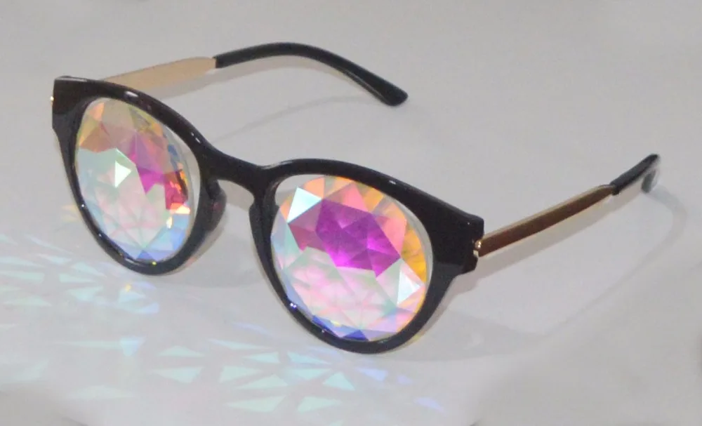 High Quality Kaleidoscope Glasses Gold Prism Diffraction Rave Novelty ...