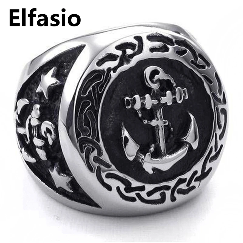 Men's Navy Anchor Nautical Sailor 316L Stainless Steel Biker Ring ...