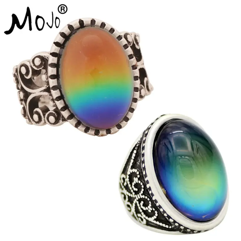 2pcs Vintage Ring Set Of Rings On Fingers Mood Ring That Changes Color ...