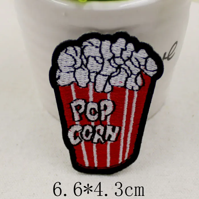 2pcs/lot 6.6*4.3CM Cartoon Popcorn Patch Embroidered Iron On Patches ...