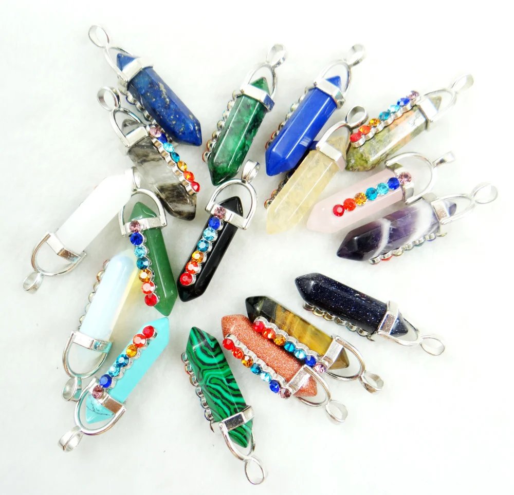 24pcs High quality assorted natural stone lapis Pink crystal Opal mix ...