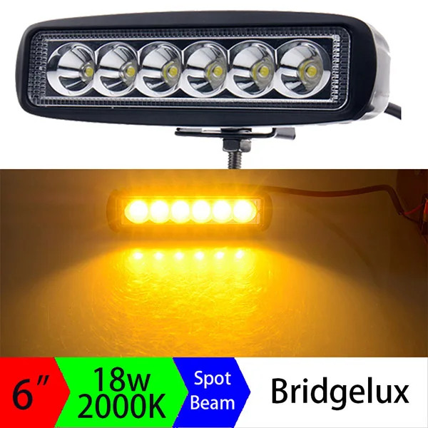 Aliexpress.com : Buy 2pcs 12V 18W 6inch Amber Led Light Bar Yellow Led ...