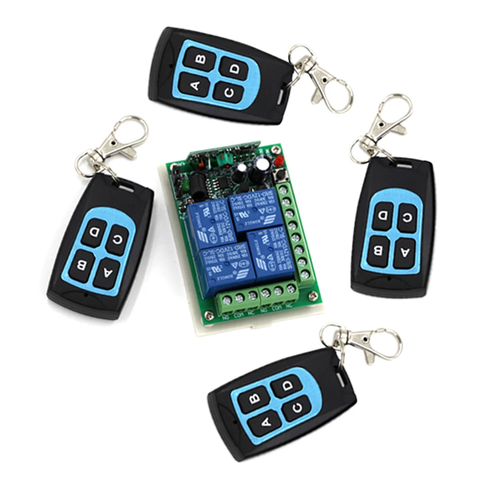 New DC24V 4CH 10A Relay RF Wireless Remote Control Switch System 4 ...
