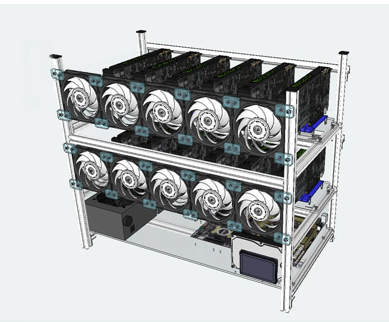 14 gpu Mining Rig stackable rack case Frame BTC miner Aluminium housing ...