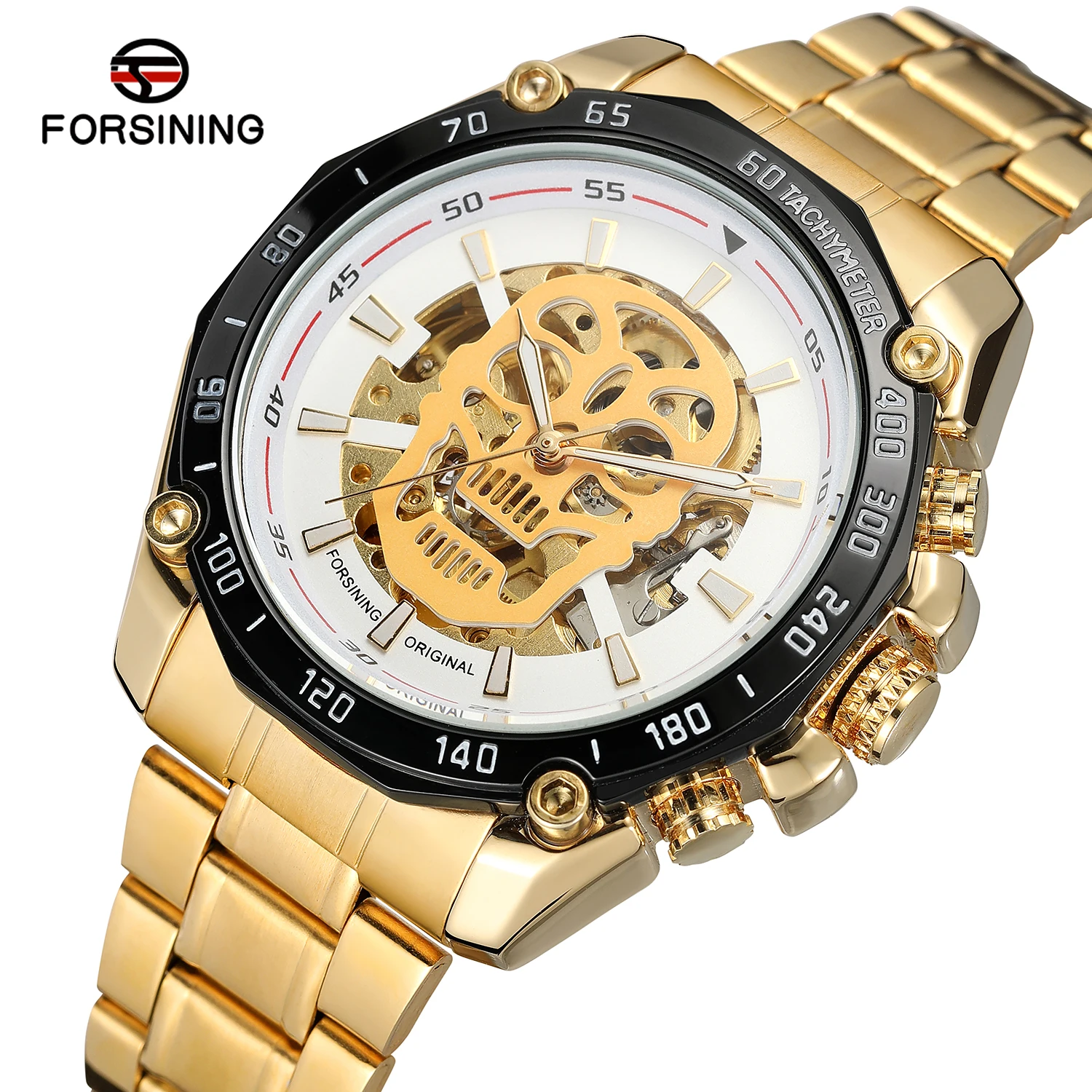 Fashion Forsining Men Automatic Mechanical Watch Men's Gold Skeleton ...