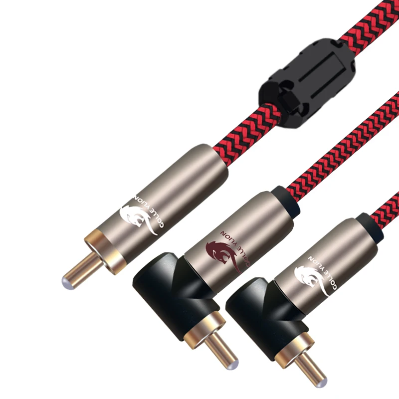 Audio Cable Audiophile RCA to 2 RCA Male Angle Splitter Y Cable for ...