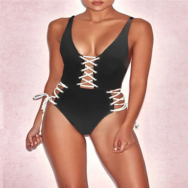 High Quality Summer Women One Piece Bandage Bikini Push Up Monokini