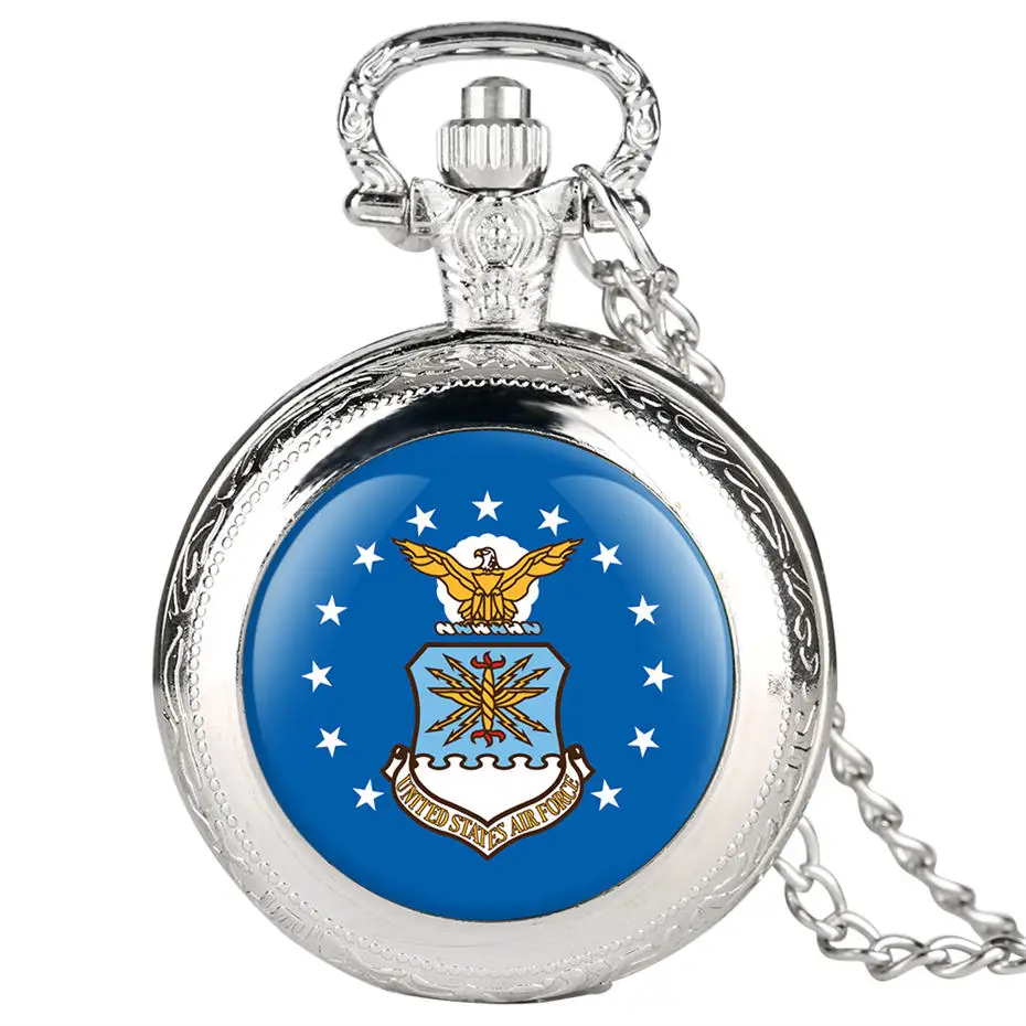 Souvenir United States Air Force Quartz Pocket Watch Men Fashion Fob Women Watches With Necklace