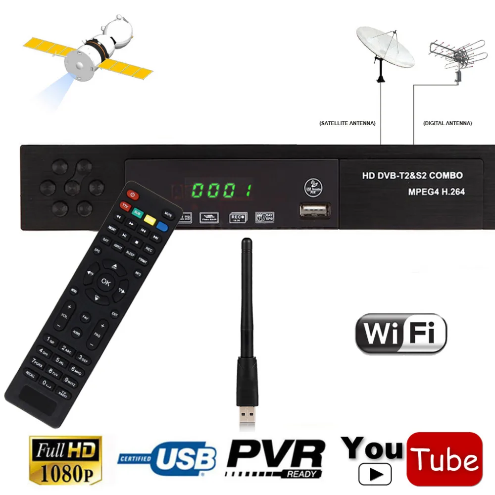 Digital DVB S2 Satellite DVB T2 Terrestrial Receiver Combo Decoder ...