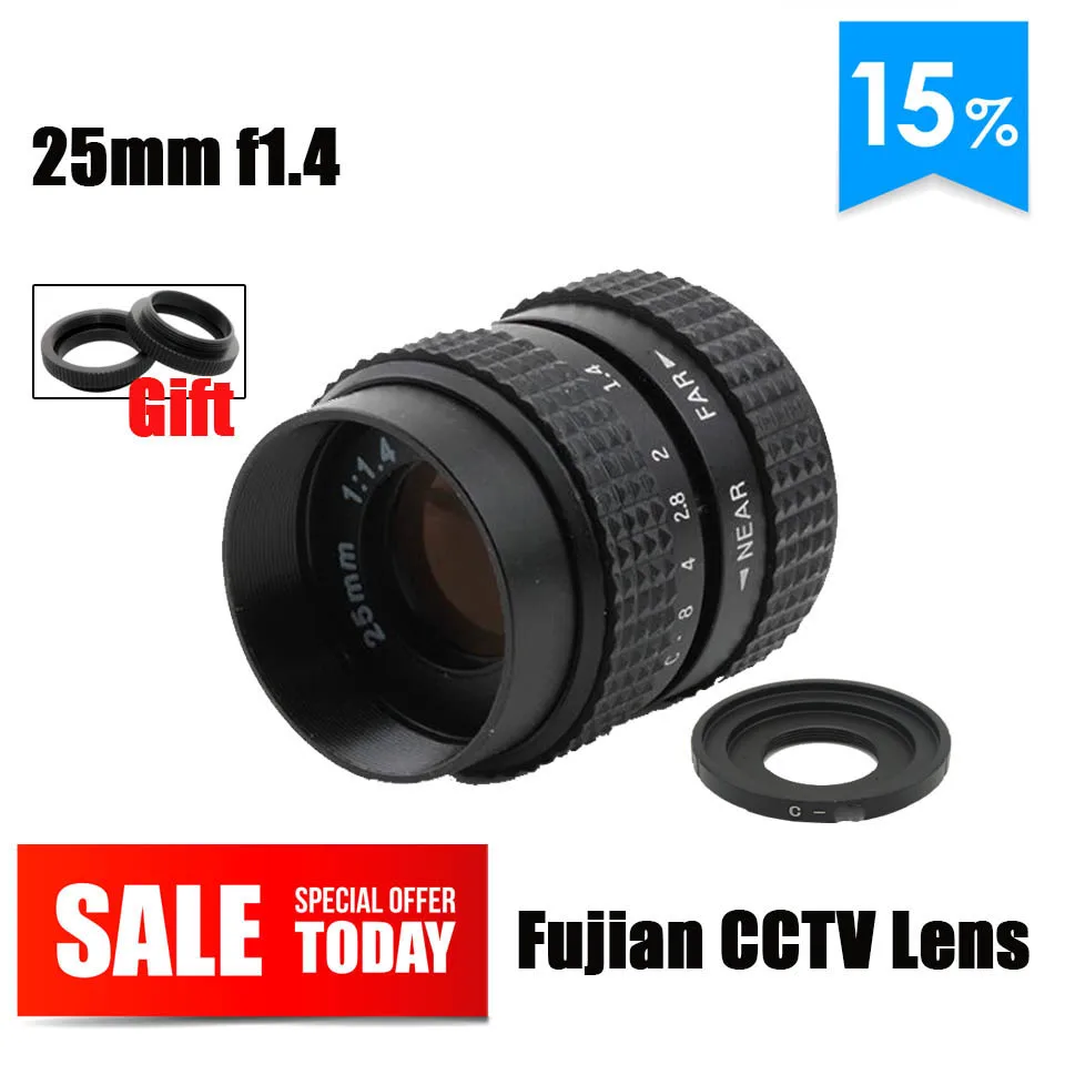 Fujian 25mm F1.4 CCTV lens C M4/3 C M43 adaptador C montaje de anillo ...