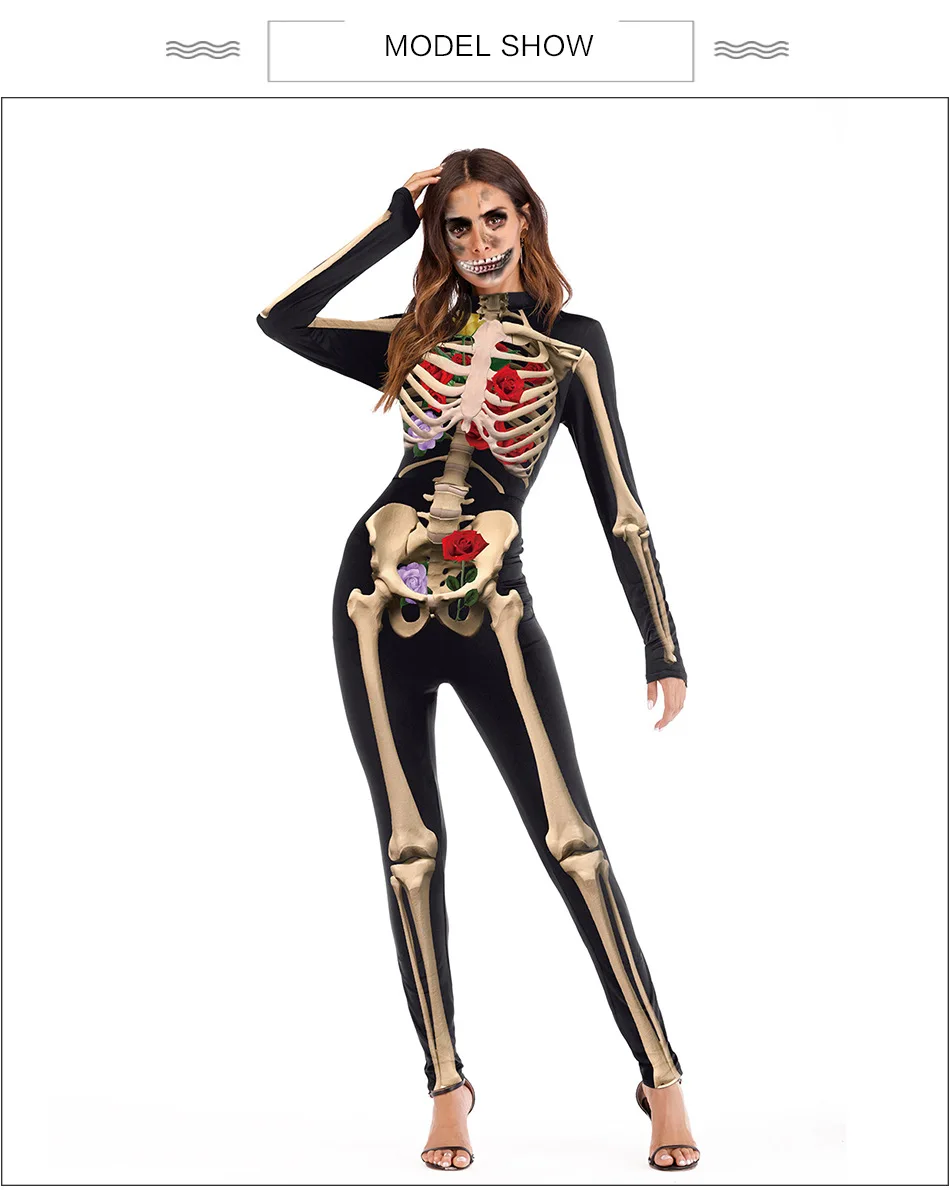 High Quality New Rose Mechanical Bone Costume Cosplay Scary Halloween ...