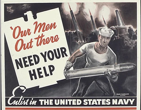 Our Men Out There Need your help US NAVY WW2 Vintage Retro Canvas ...