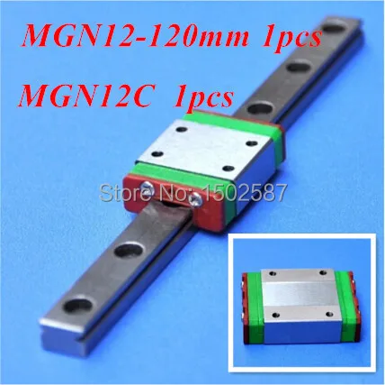 1pcs MGN12 12mm Linear Rail Slide MGN12 L 120mm long Rail +1pcs MGN12C Carriage /Guide Block CNC ...