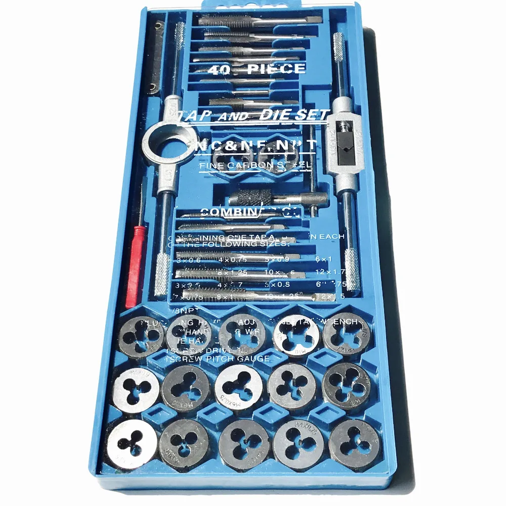 Lux 40pcs/set Tap And Die Set M3~m12 Screw Thread Metric Plugs Taps & Tap Wrench & Die Wrench ...
