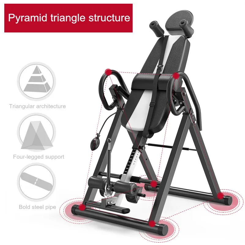 Heavy Duty Gravity Inversion Table Foldable Back Neck Pain Exercise ...