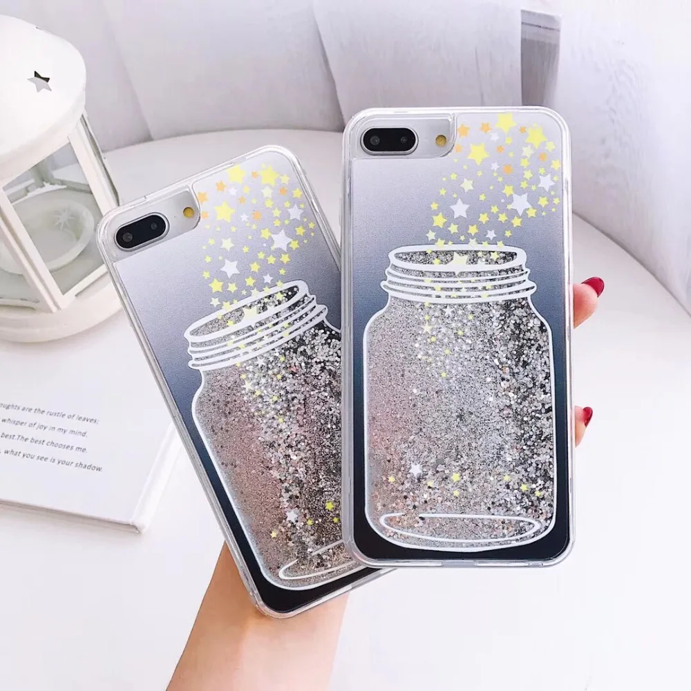 Wish Bottle Phone Cases for Phone 7 8 Plus X Case Glitter Liquid ...