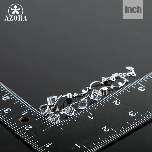 AZORA белого золота цвет 6 шт. синий куб Stellux Шарм из австрийского кристалла браслет TS0016