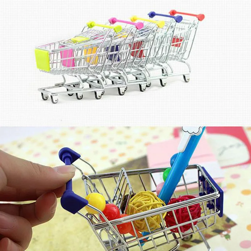 Mini Supermarket Hand Trolleys Mini Shopping Cart Desktop Decoration ...