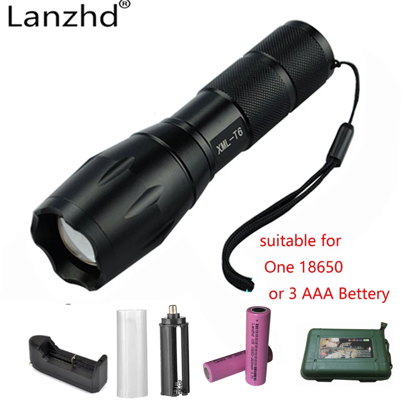 Ultra Bright CREE XM L T6 LED Flashlight 5 Modes 4000 Lumens Zoomable ...