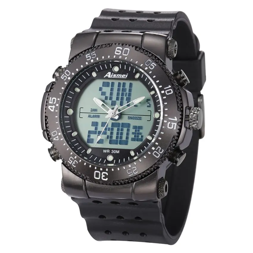 Big dial Luminous tactical Analog digital Military Watches LED Alarm ...