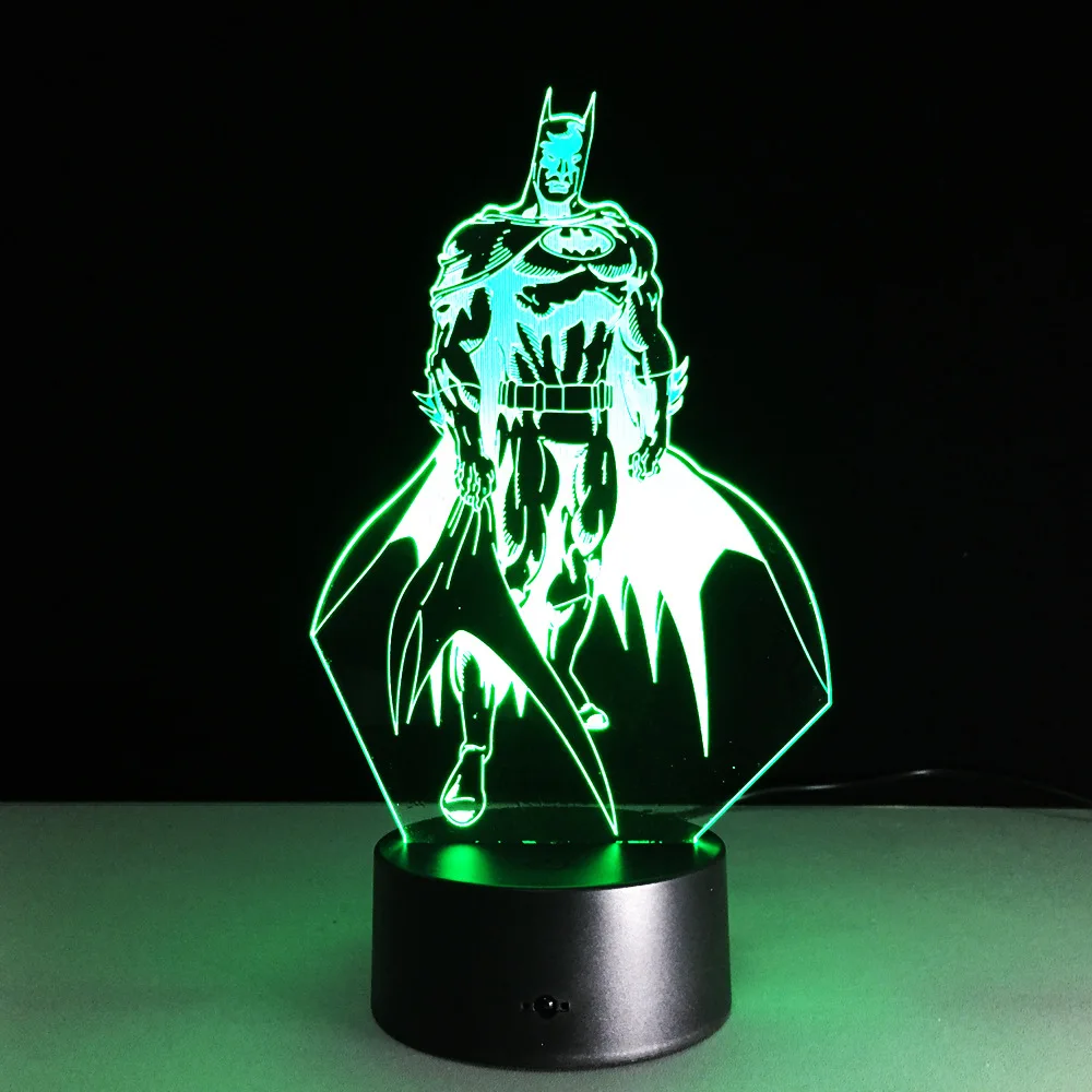 Batman Shape Acrylic Night Light 3D Stereo Vision Lamp 7 Colors ...