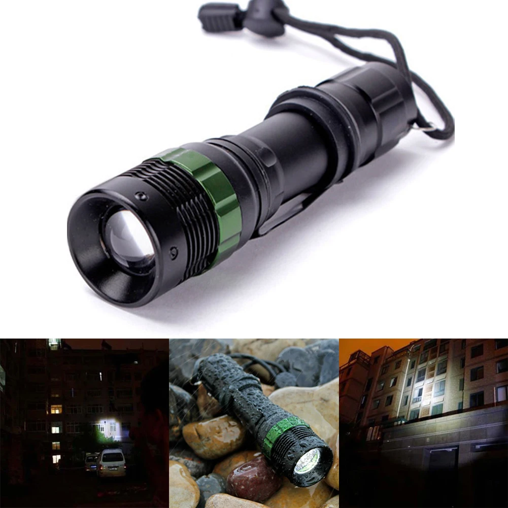 Adjustable 3000 Lumen Aluminum Alloy Zoomable LED Flashlight Torch Zoom ...