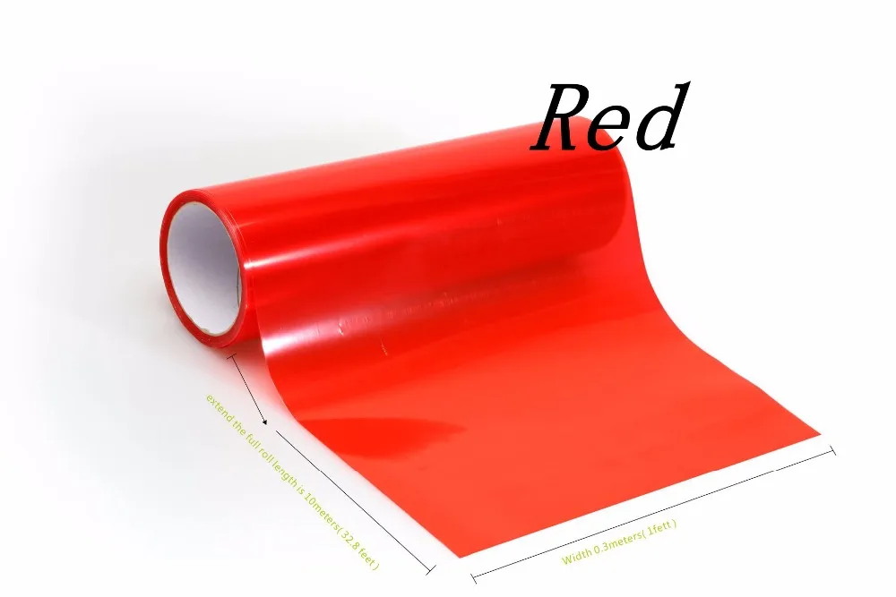 1 Roll Red Headlight tint film Vinyl rear With 3 Layers For car lights ...