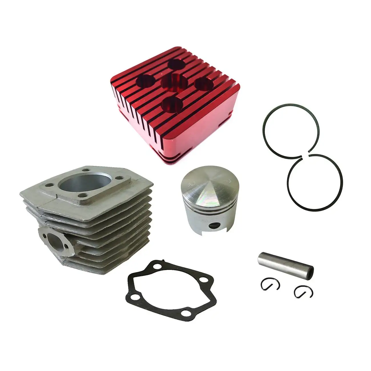 Red CNC Square Cylinder Head&Cylinder&Piston For 66cc 80cc Motorized ...