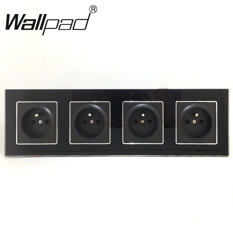 Quadruple French Socket Round Box Mount CE Wallpad Luxury Black Crystal ...