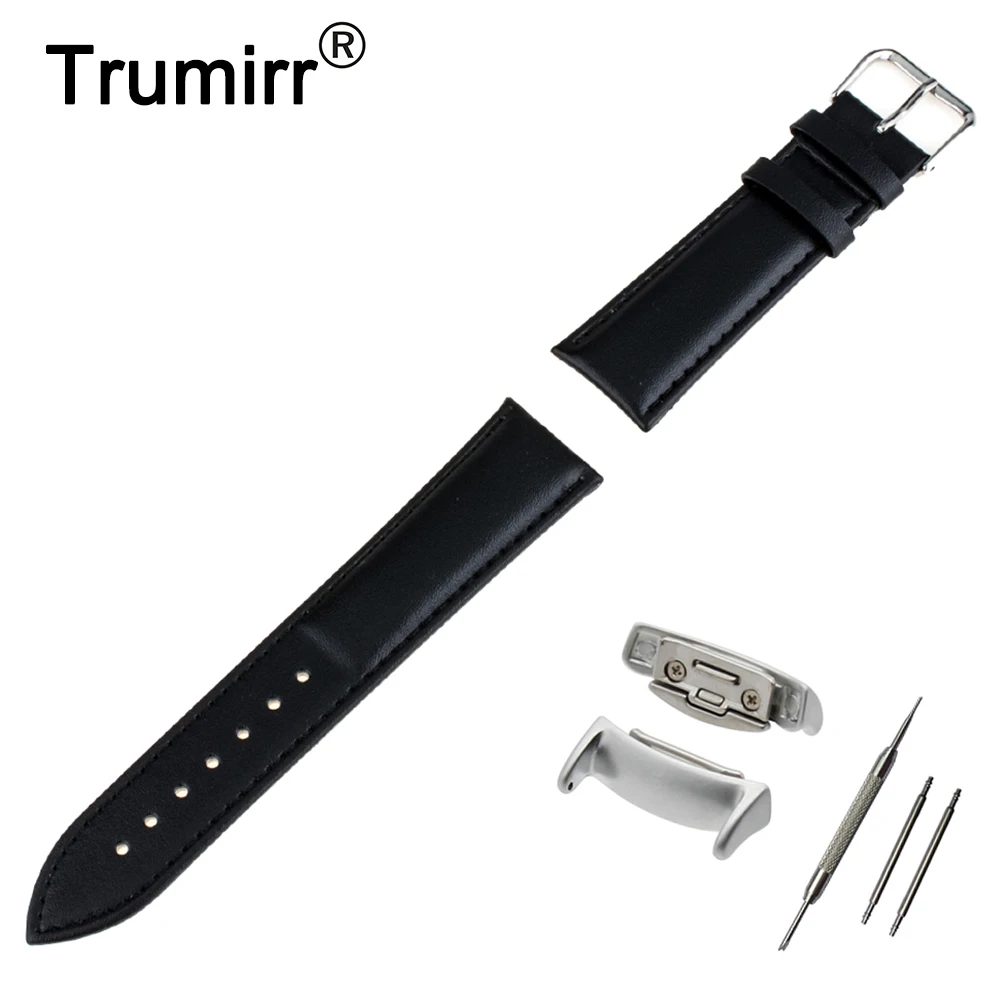 18mm Genuine Leather Watchband + Adapters For Samsung Gear Fit 2 Sm ...