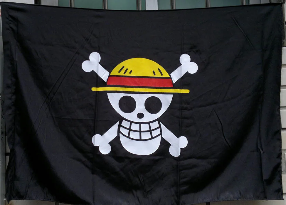 One Piece Straw Hat Skeleton Skull Flag Pirate Luffy Cosplay Accessory ...