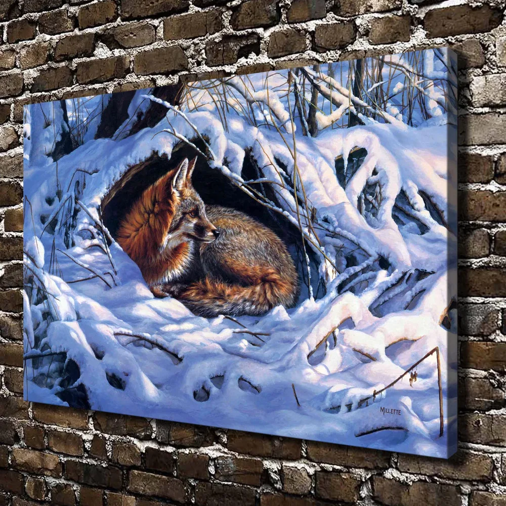 A0570 Neve Floresta Cenário Natural Animais Lobo, HD Cópia Da Lona Casa ...
