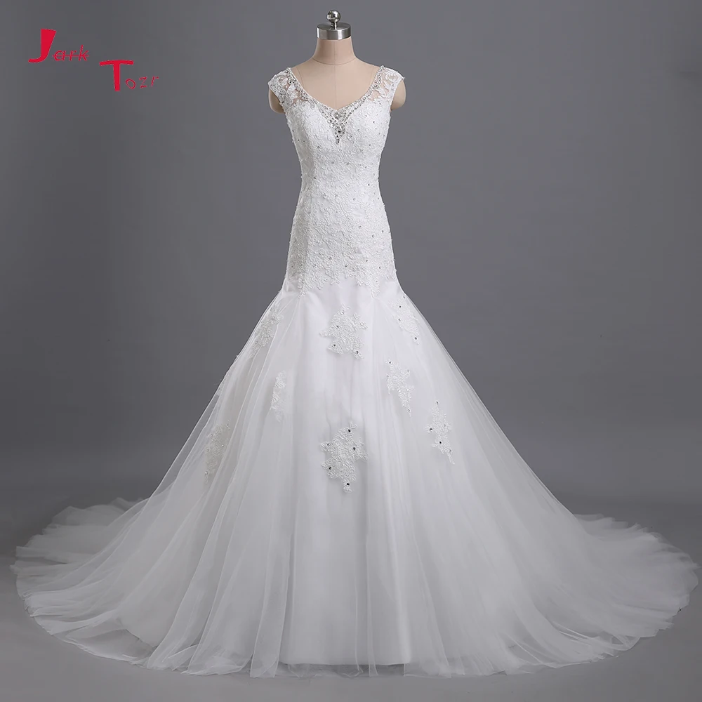 Jark Tozr 100% Real Photo Robe Mariage Appliques Beading Crystal White ...