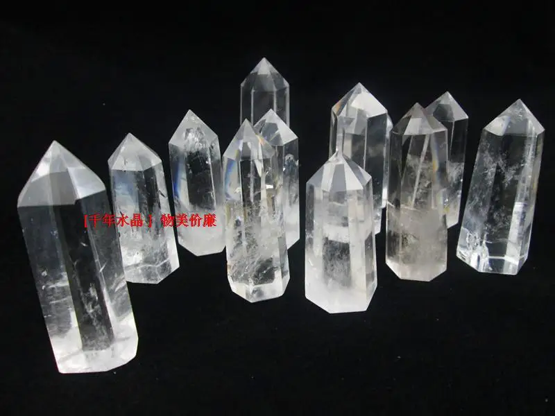 Pure natural crystal stone ornaments Anti small white crystal column ...