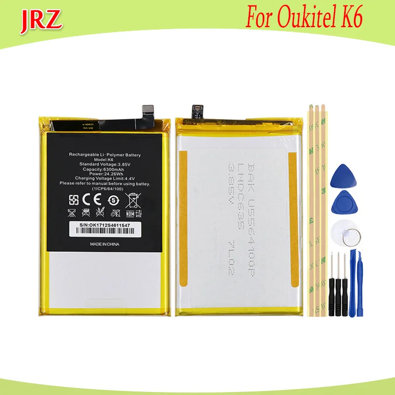 Jrz 3.85v 6300mah Battery For Oukitel K6 Phone Replacement Batteries ...