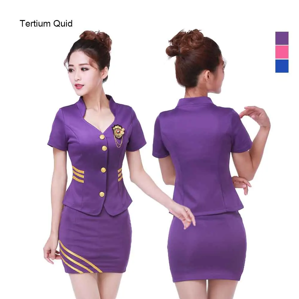 Buy Women 2 Piece Set Purple Blue Pink Sexy Airline