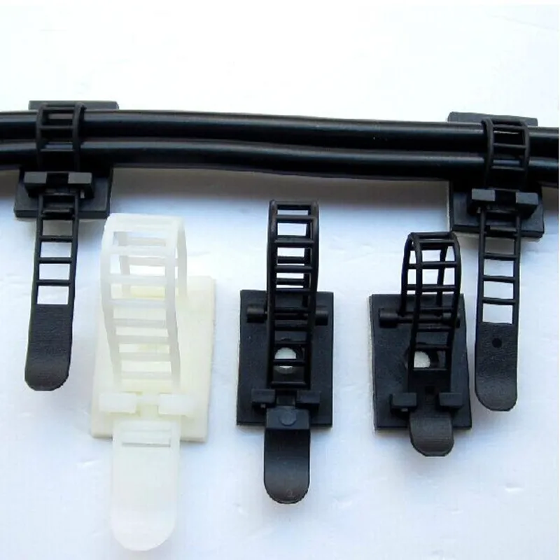10-100PCS-CL-1-White-and-Black-3M-Adhesive-Plastic-Cable-Clips-Clamp ...