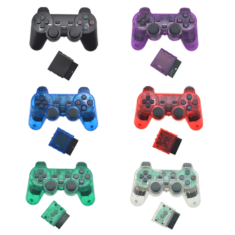 For Sony PS2 Bluetooth Wireless Controller Transparent Clear Gamepad ...