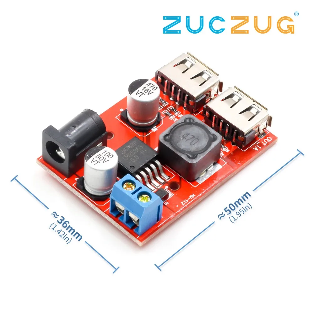 LM2596 LM2596S Dual USB DC DC 9V 12V 24V 36V to 5V 3A Step Down Buck Converter Board Car Charger ...