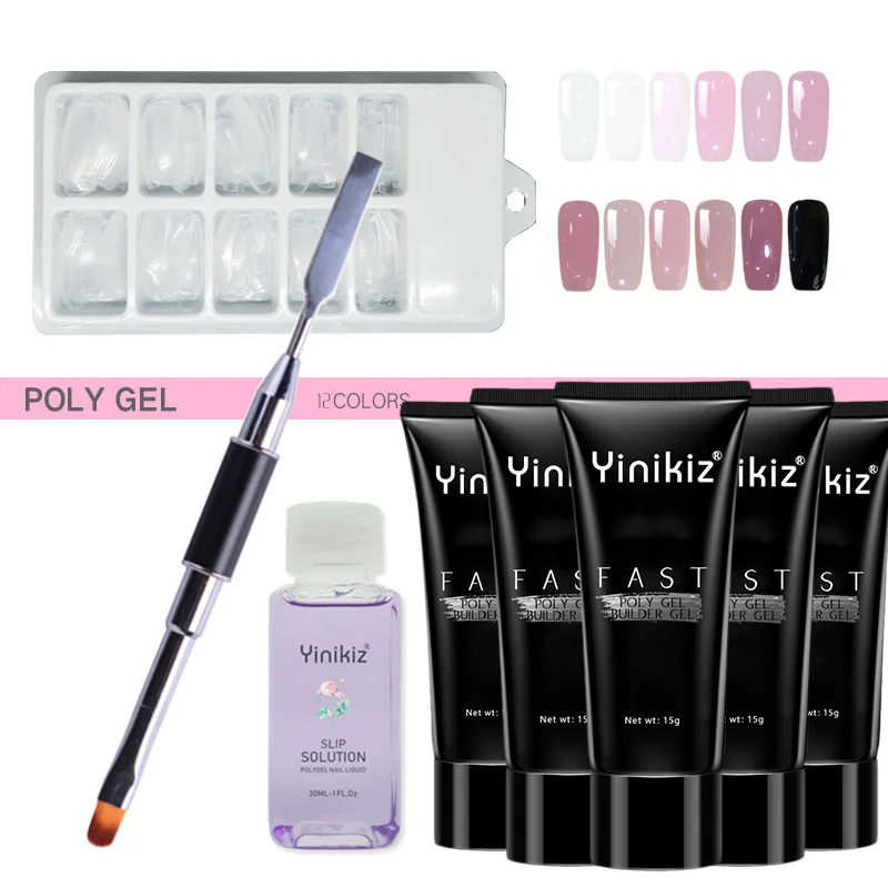 Yinikiz 15ml Poly Gel Varnish Nail Polish Set Quick Building Gel Uv